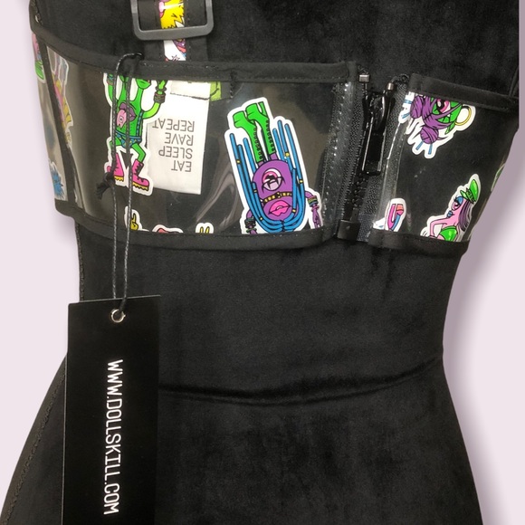 Dolls Kill | Tops | Dolls Kill Clear Vinyl With Monsters Print Bustier ...